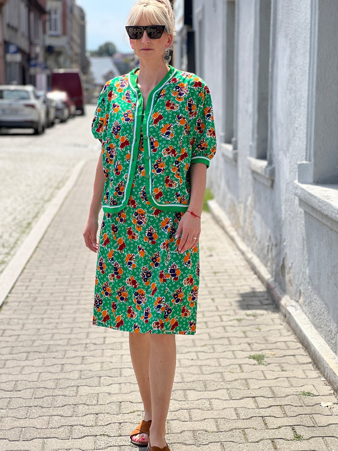 GIBI ROMA, Vintage Set, Dress, Jacket, 70s, Cotton, Clothes for Women ...