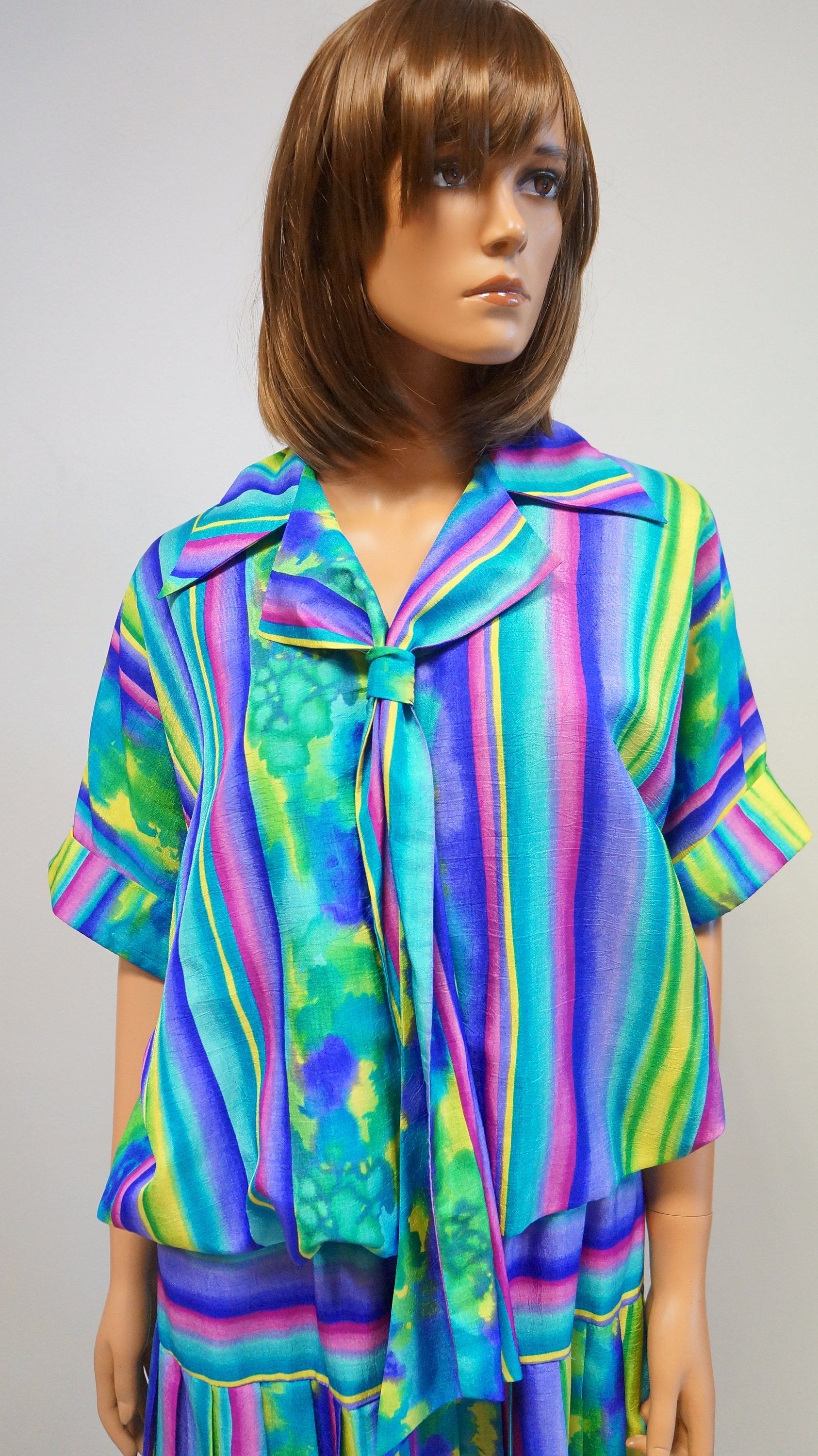 Robe au néon multicolore vintage robe rayée colorée robe | Etsy