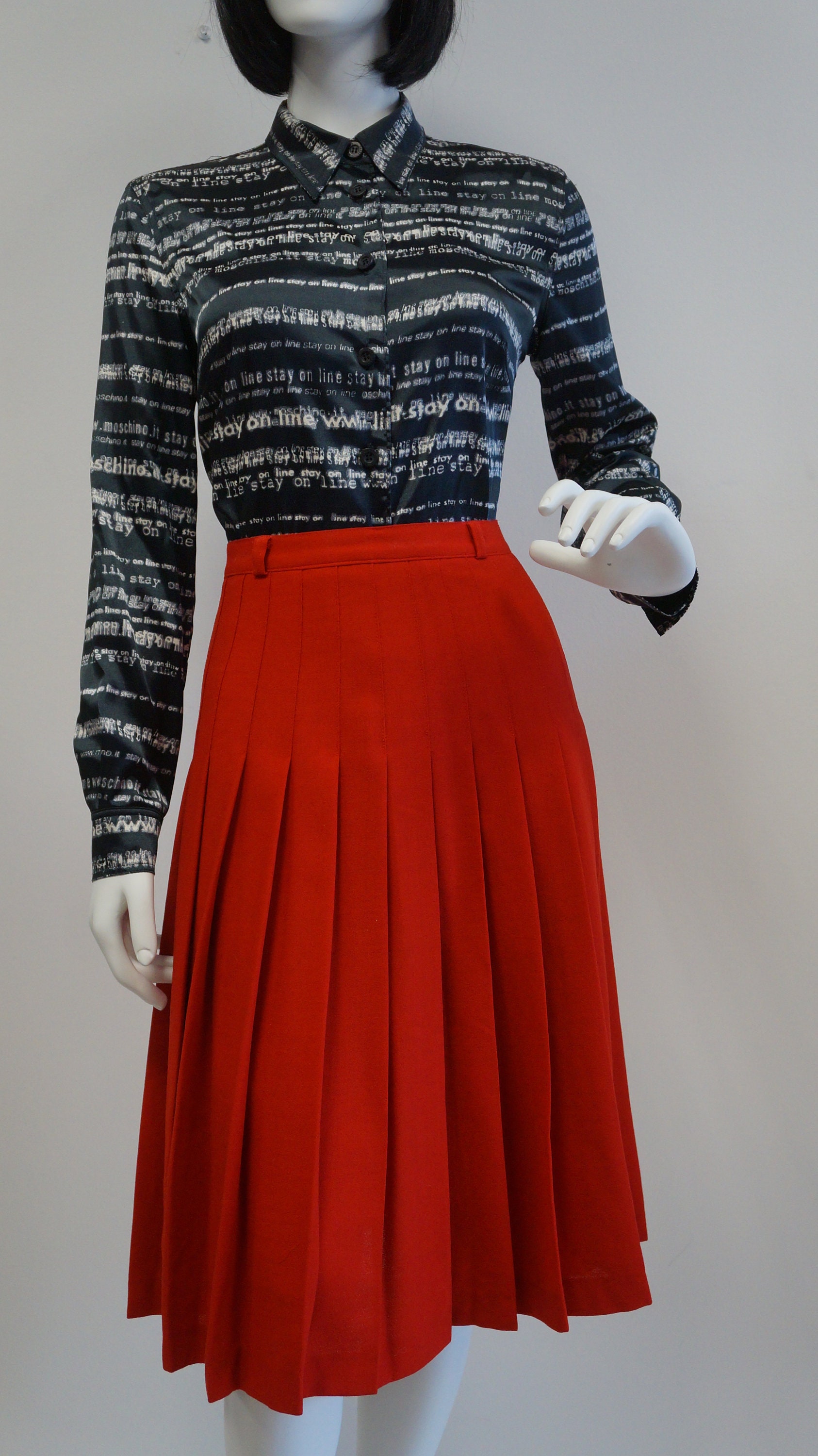 Red Woolen Skirt Pleated Red Skirt Midi Skirt Wool Vintage - Etsy
