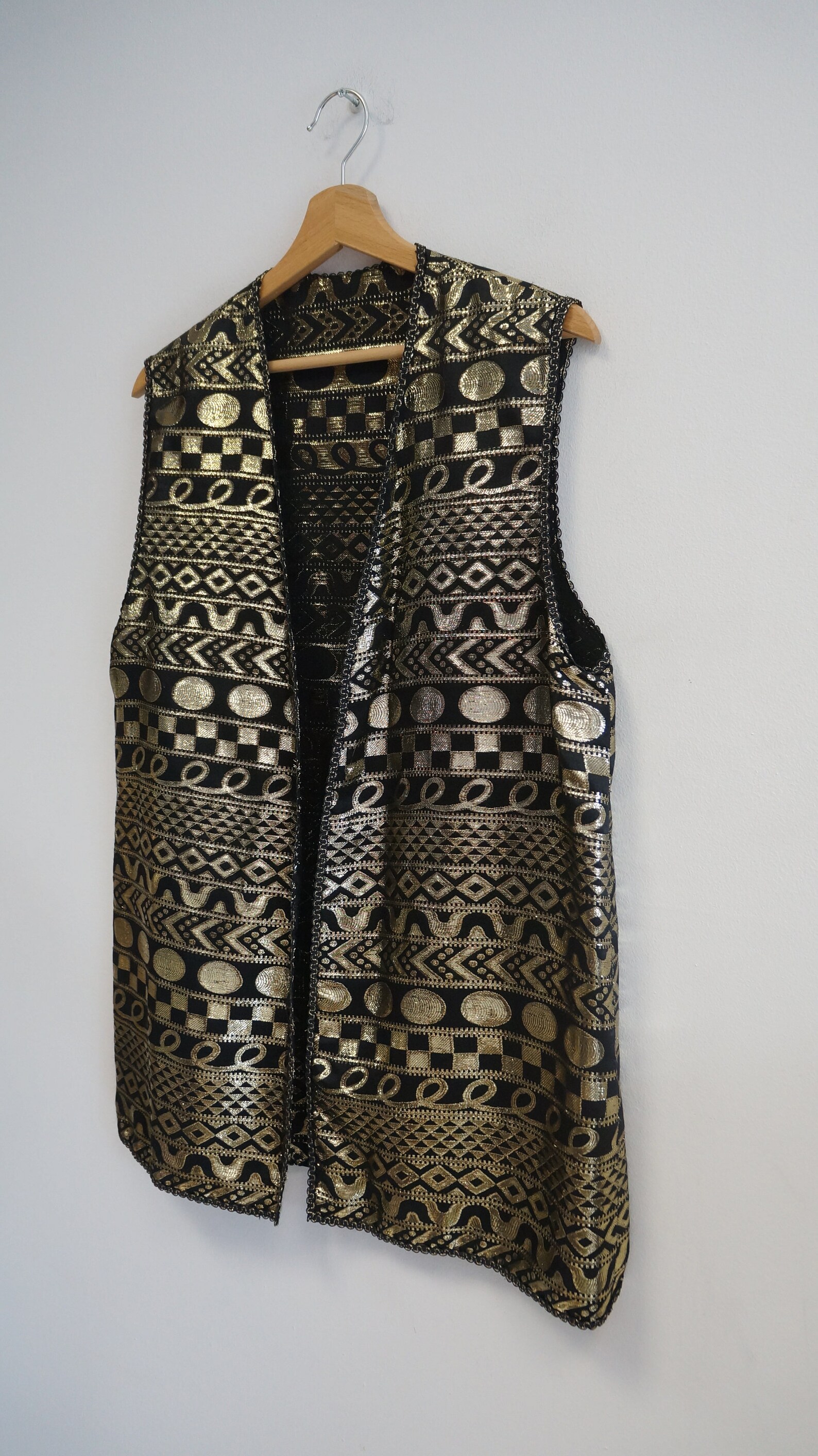 Gold black long vest elegant shiny long vest sleveless | Etsy