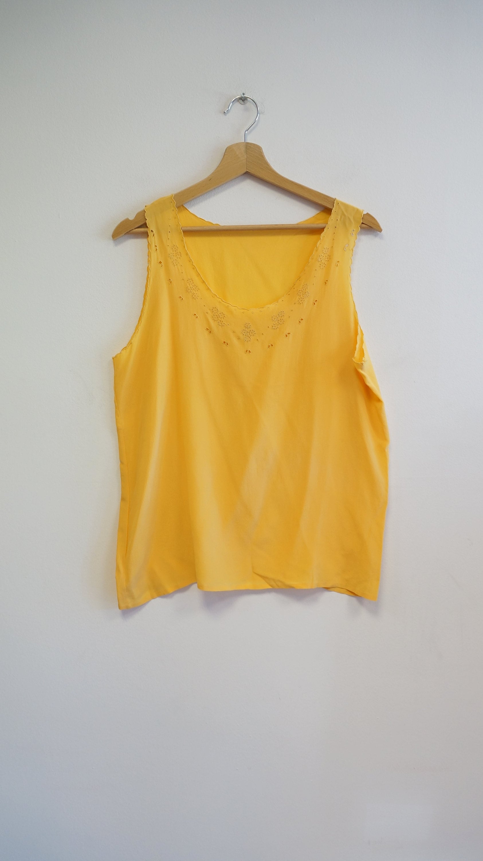 Yellow silk blouse top vintage silky yellow top XL size | Etsy