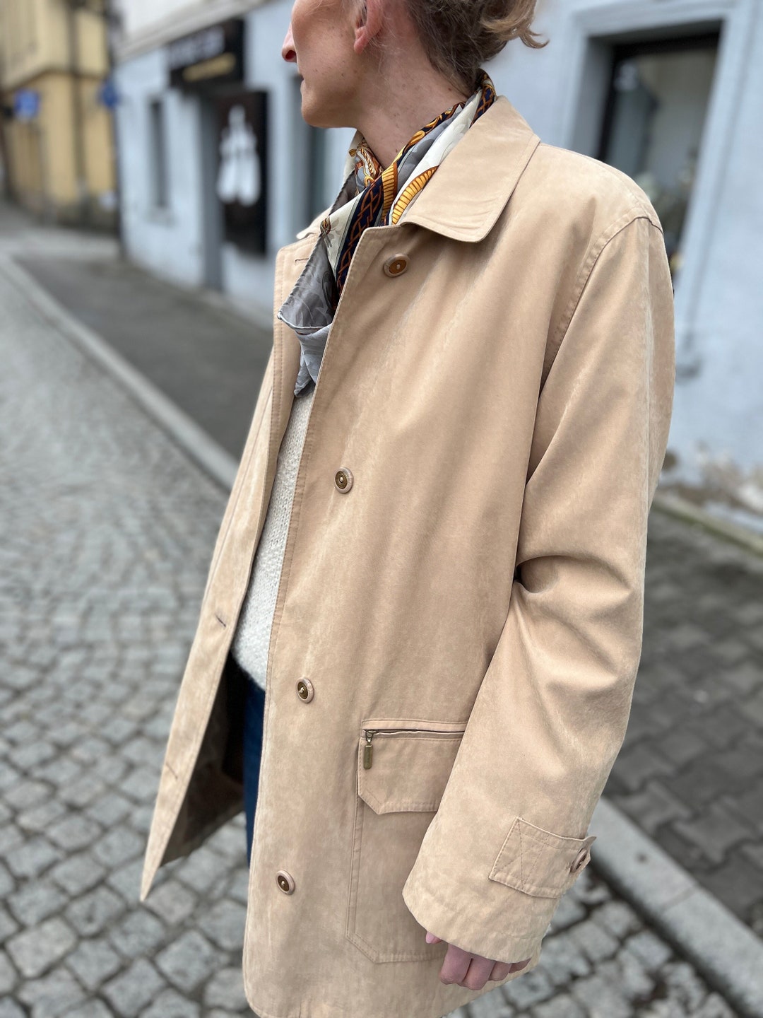 Light Beige Jacket Short Parka Coat, Vintage Plus Size XL XXL Jacket ...