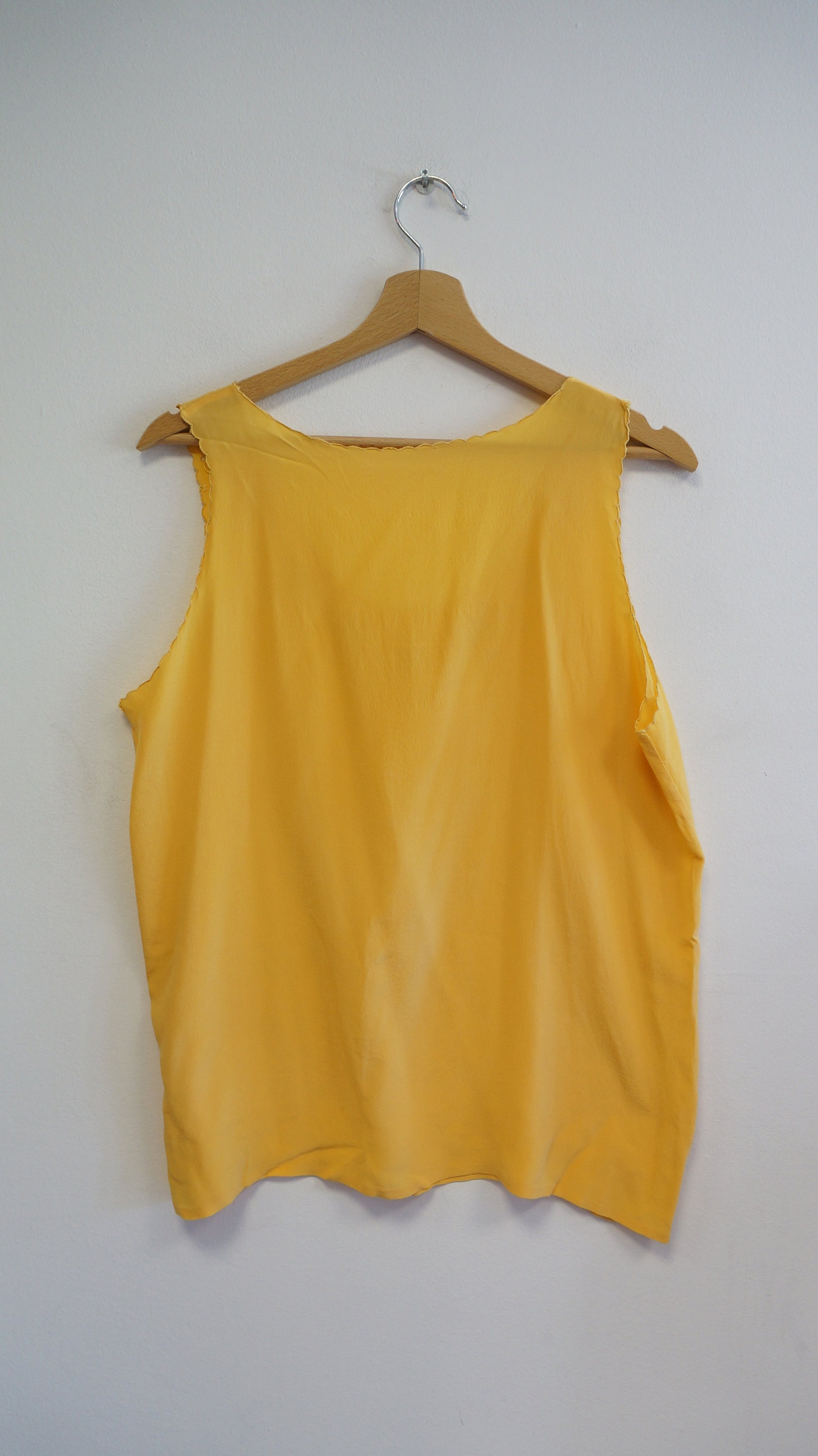 Yellow silk blouse top vintage silky yellow top XL size | Etsy