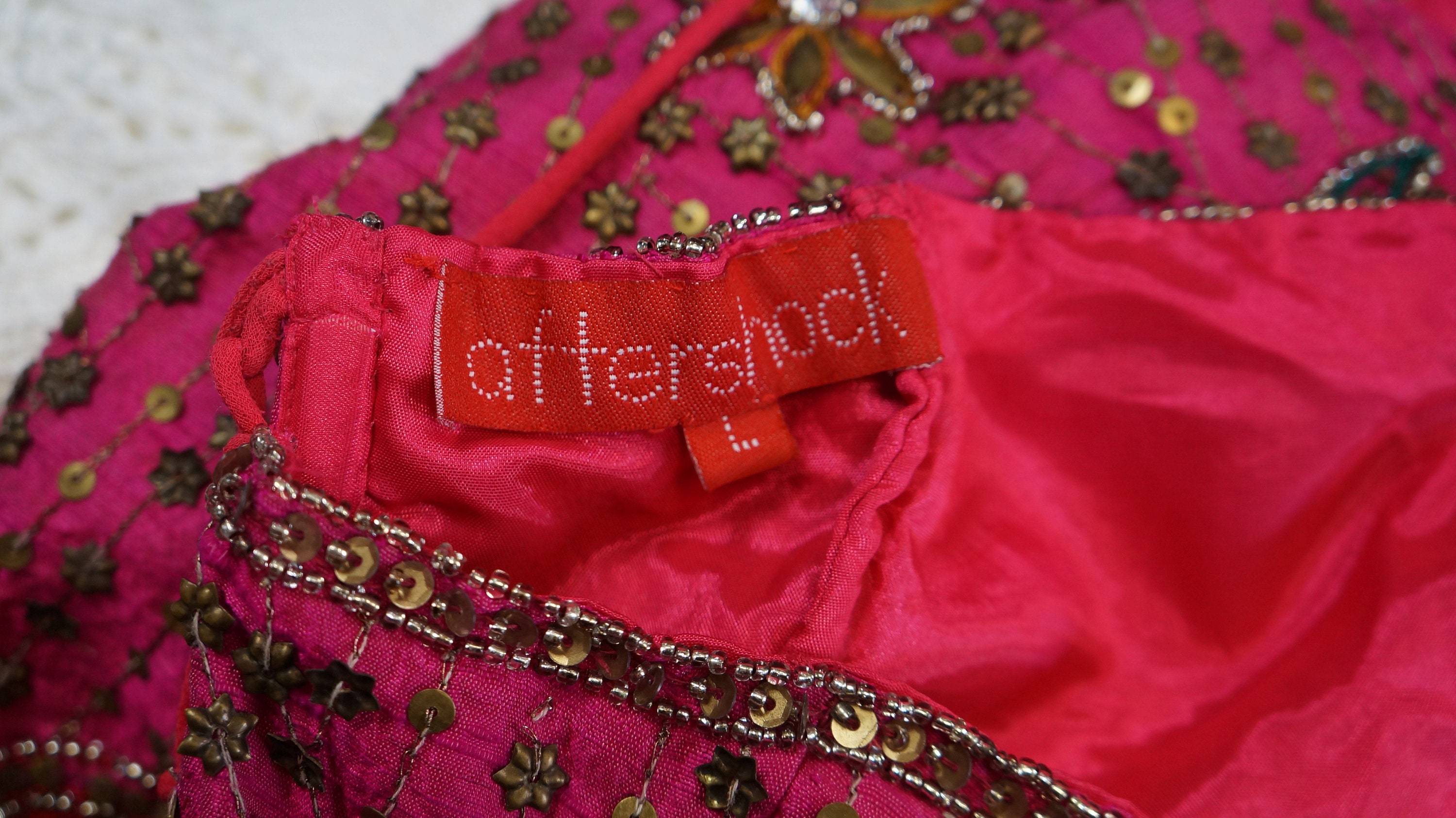 Pink Sequins Silk Corset, Corset Tied at the Back, Vintage Embroidered ...