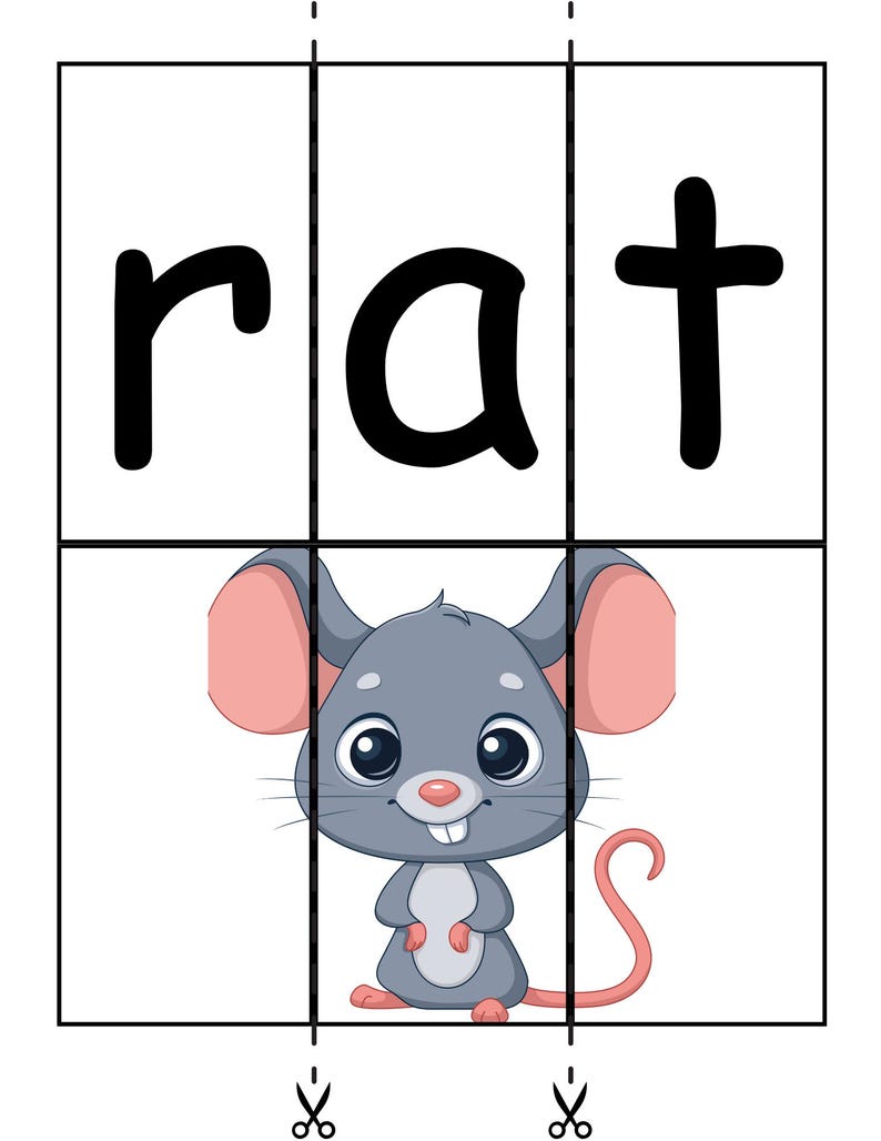 Animal Word Puzzle Cards for Preschool – 10 Three-letter Phonics Games ...
