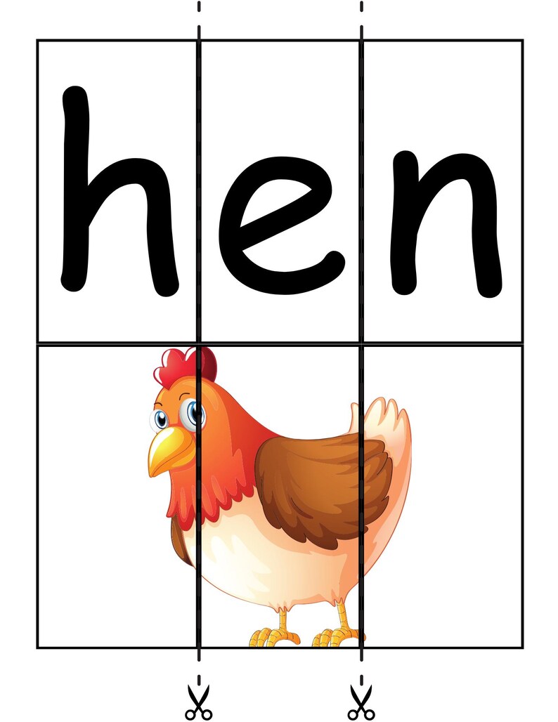 Animal Word Puzzle Cards for Preschool – 10 Three-letter Phonics Games ...