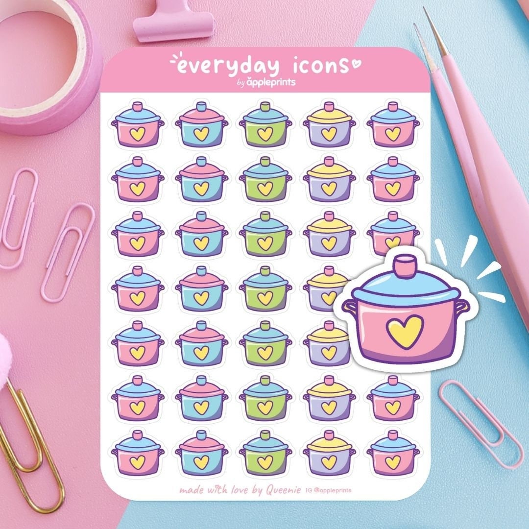 Cook Meal, Meal Prep Reminder Hand-drawn Matte Vinyl Planner Icon ...