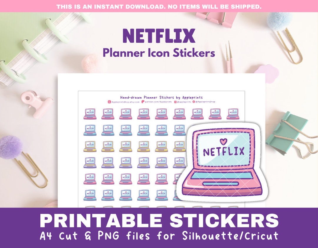 PRINTABLE Netflix Movie Night, A4 Planner Stickers for Silhouette ...