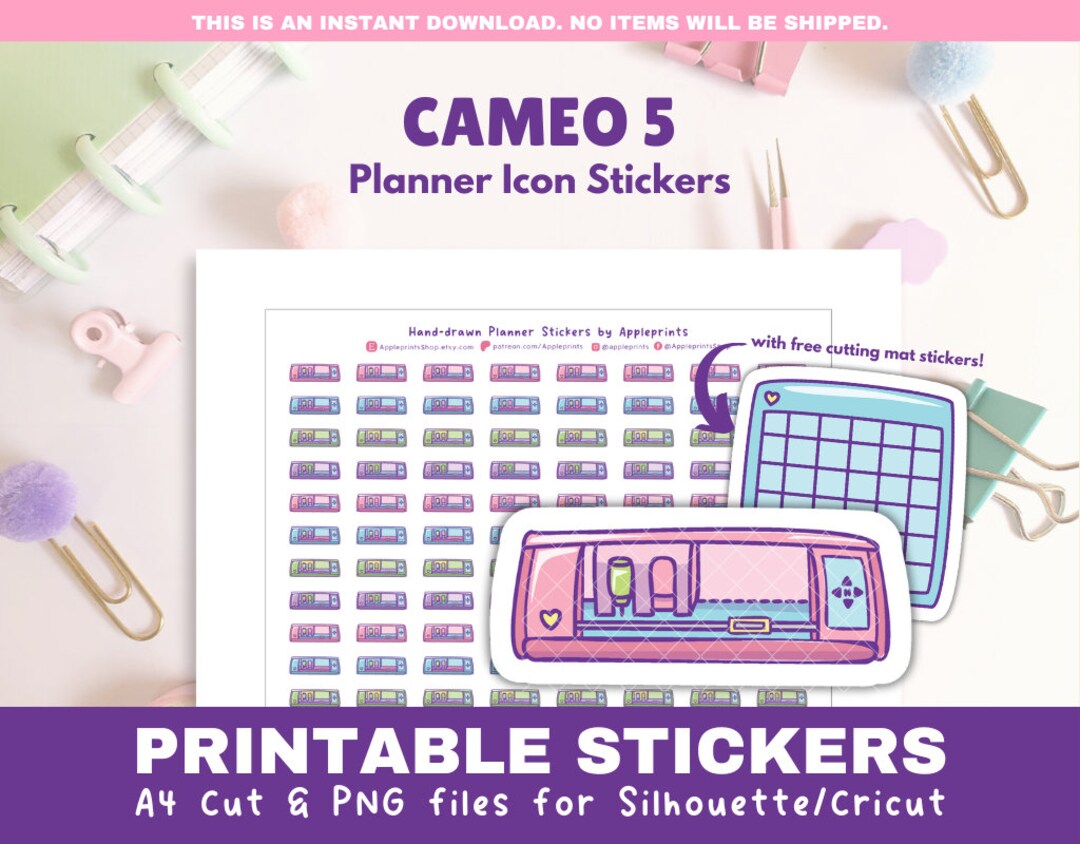 PRINTABLE Cameo 5, Craft Machine, Print and Cut A4 Planner Stickers for ...