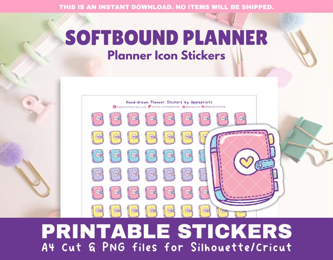 Tiny Softbound Planner, PRINTABLE Planner Stickers for Silhouette ...