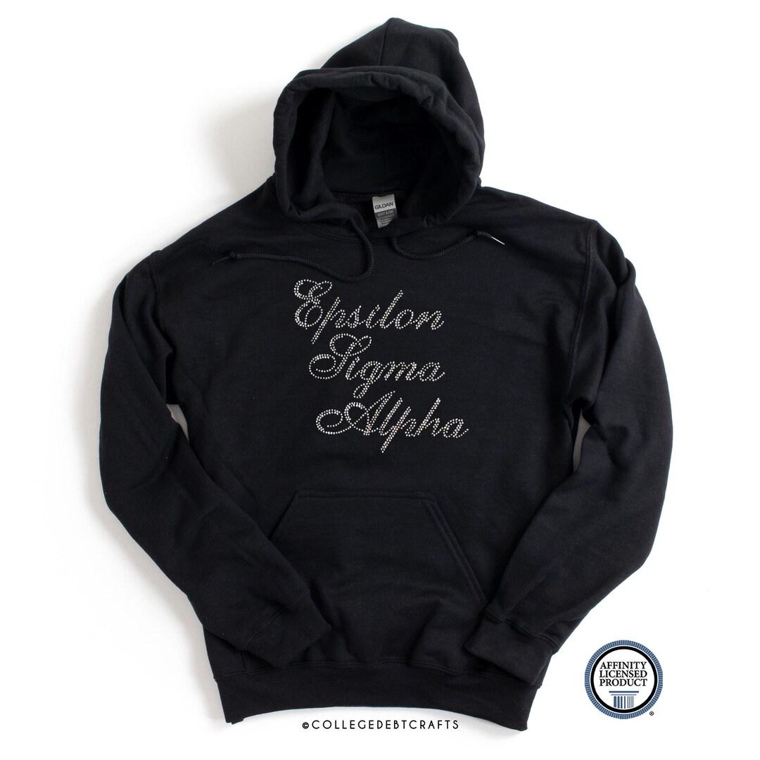 Epsilon Sigma Alpha Fancy Script Rhinestone Hooded Sweatshirt | ESA ...