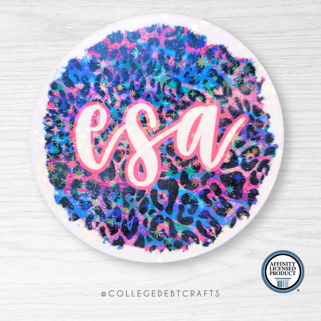 Colorful Leopard ESA Script Sticker | Holographic Epsilon Sigma Alpha ...