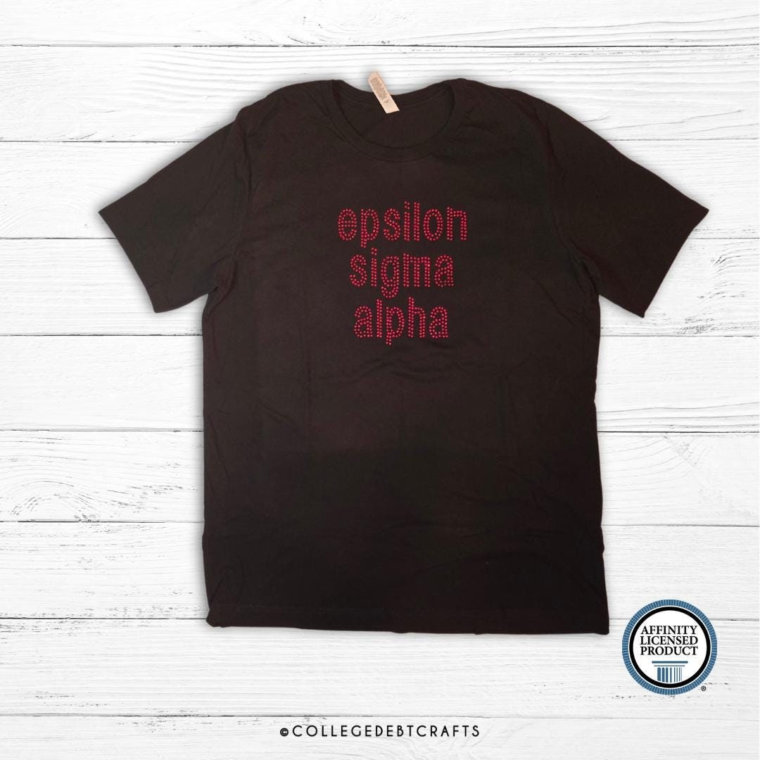 Epsilon Sigma Alpha in Lower Case in Rhinestones Shirt | ESA Bling T ...