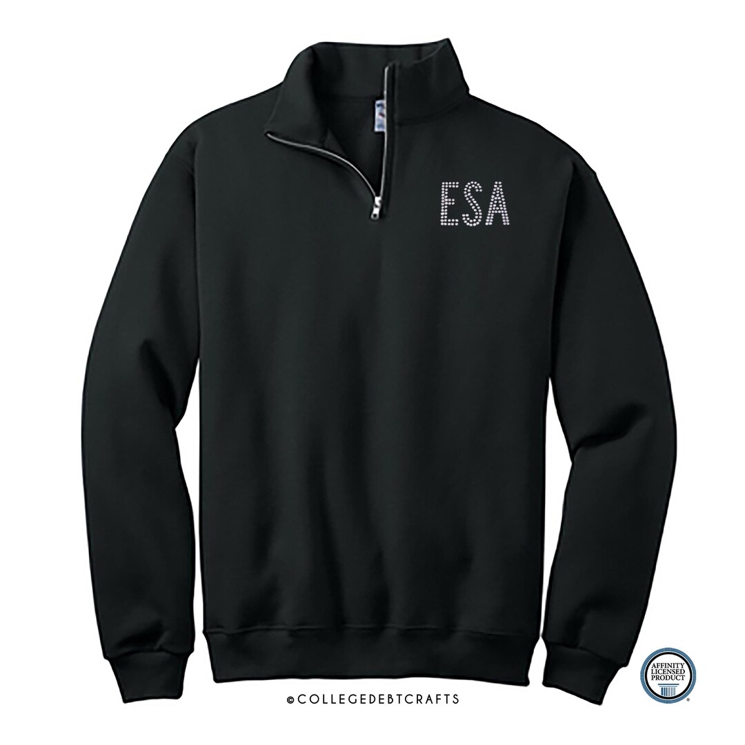ESA Quarter-zip Sweatshirt With Skinny Font Rhinestones | Epsilon Sigma ...