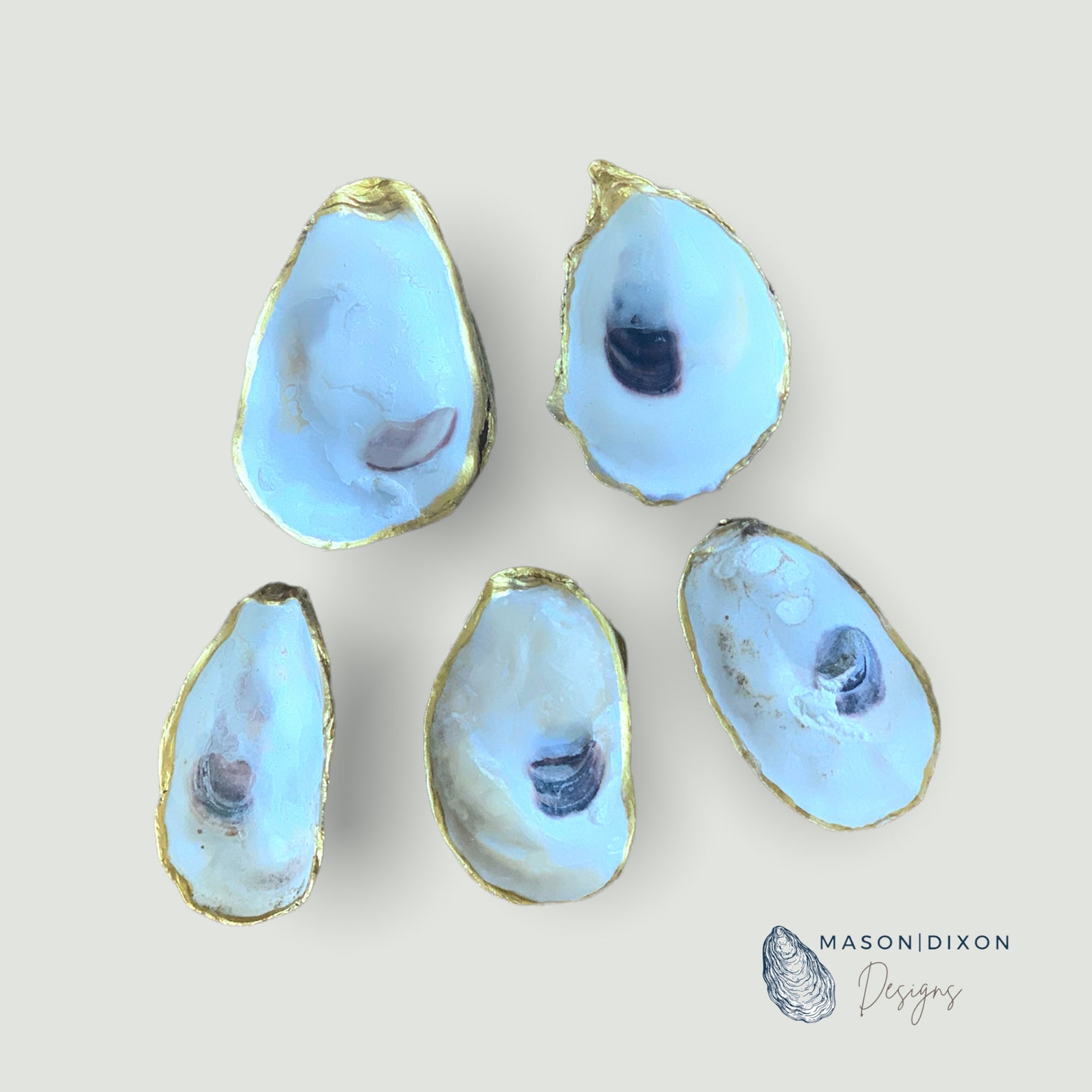 Oyster Shells Hand Painted With Gold Leaf | 3"-4" | New England Shells ...