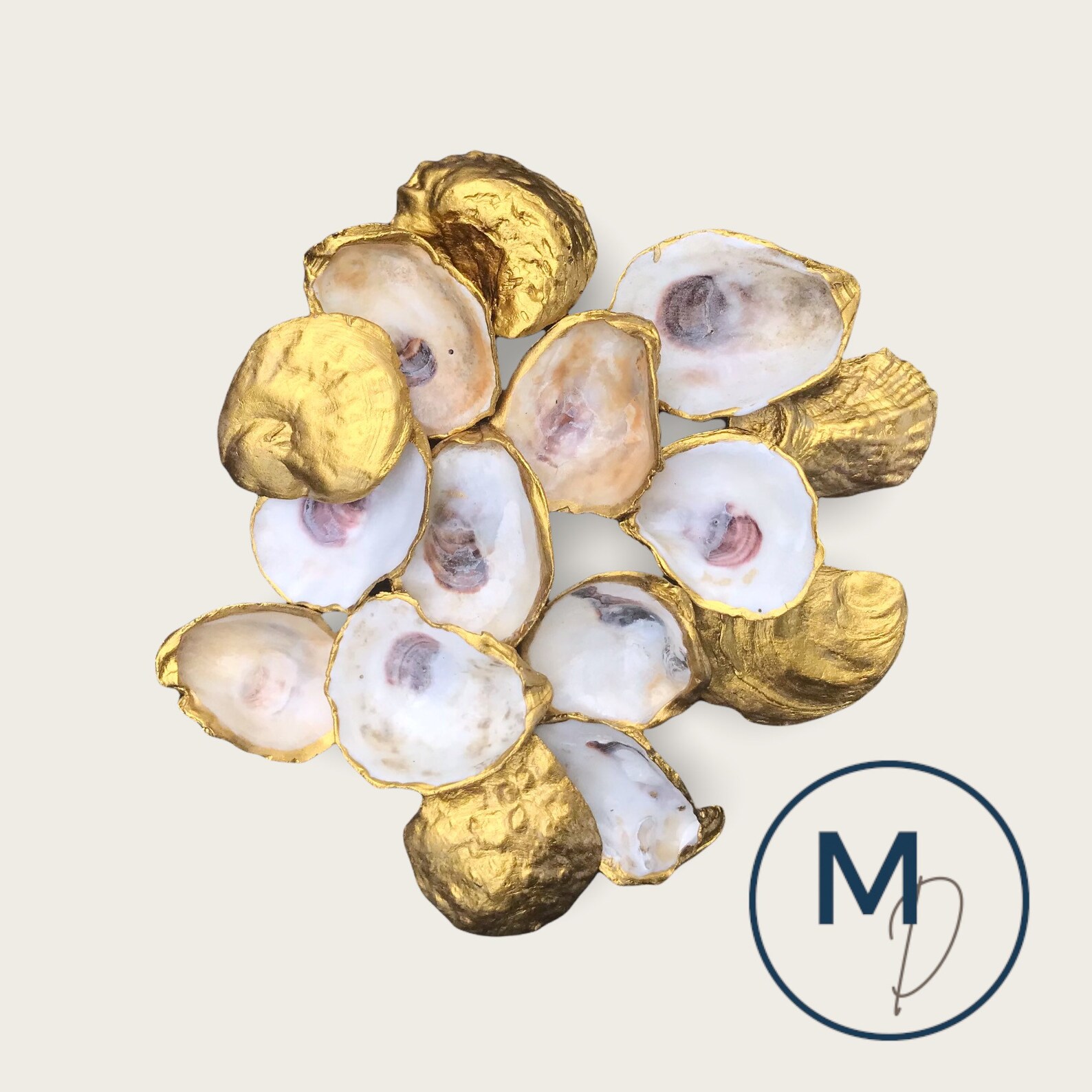 Oyster Shells Hand Painted With Gold Leaf | 3"-4" | New England Shells ...