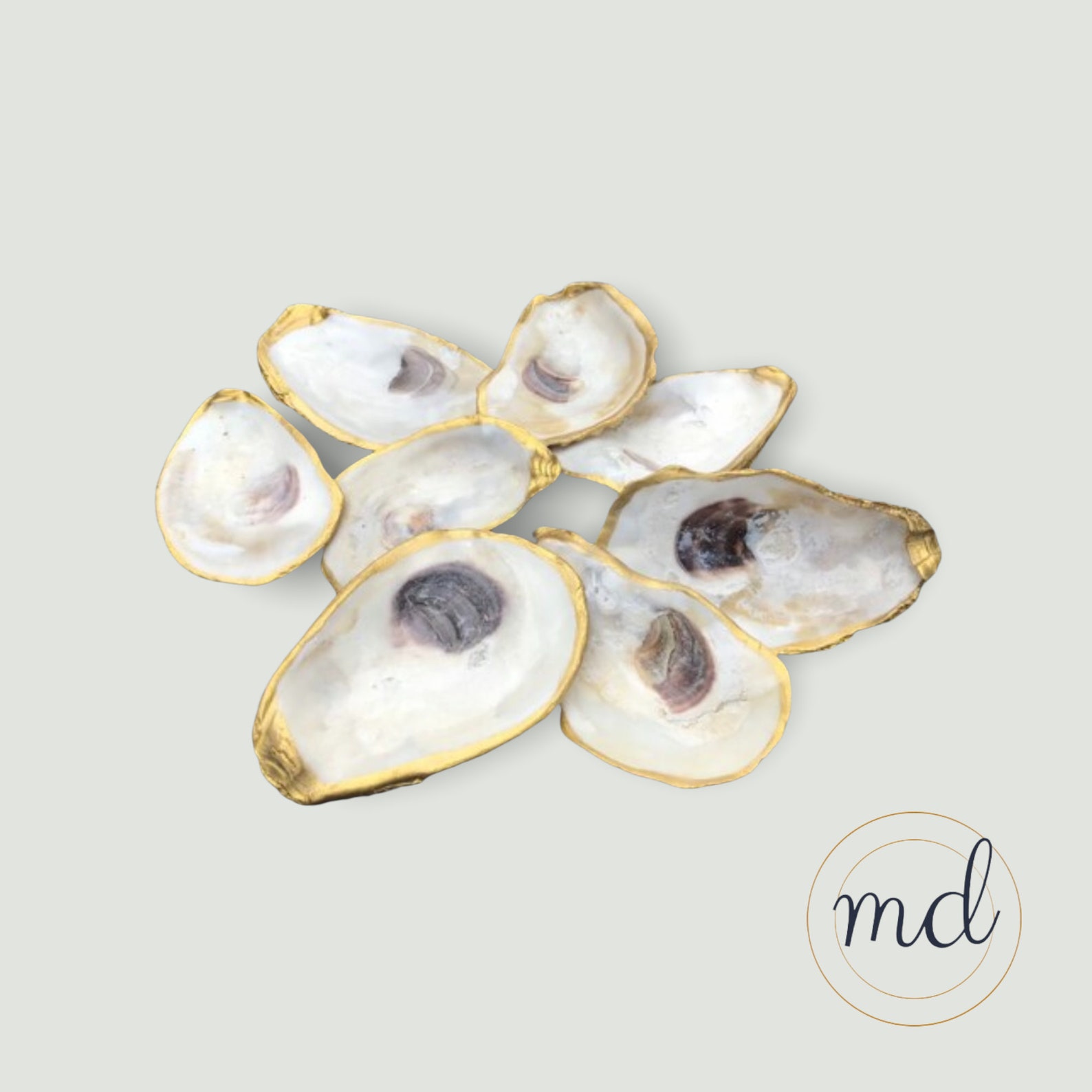 Oyster Shells Hand Painted With Gold Leaf | 3"-4" | New England Shells ...