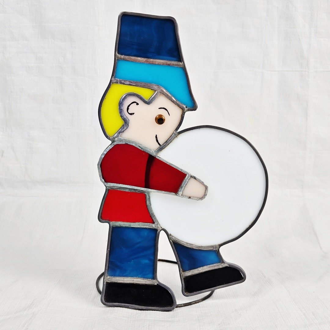 1970s Little Drummer Boy Stained Glass Table Top Standing Decor ...