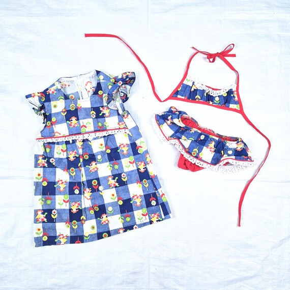 1970s Hovland Swanson Girls Cloth Bikini Swimsuit w/ … - Gem