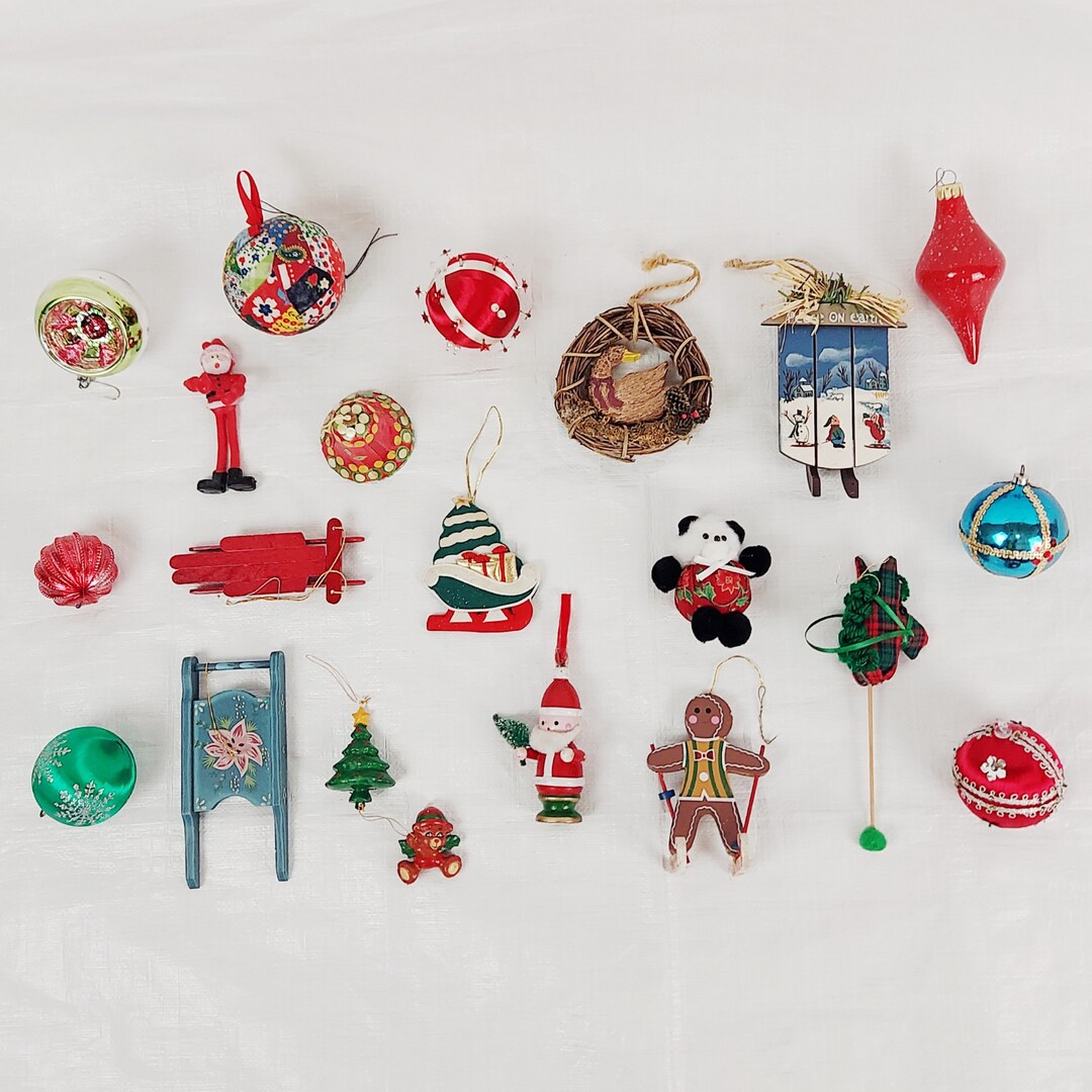 Vintage Christmas Ornaments / Figures, Lot 20, Holiday Tree Table Decor ...