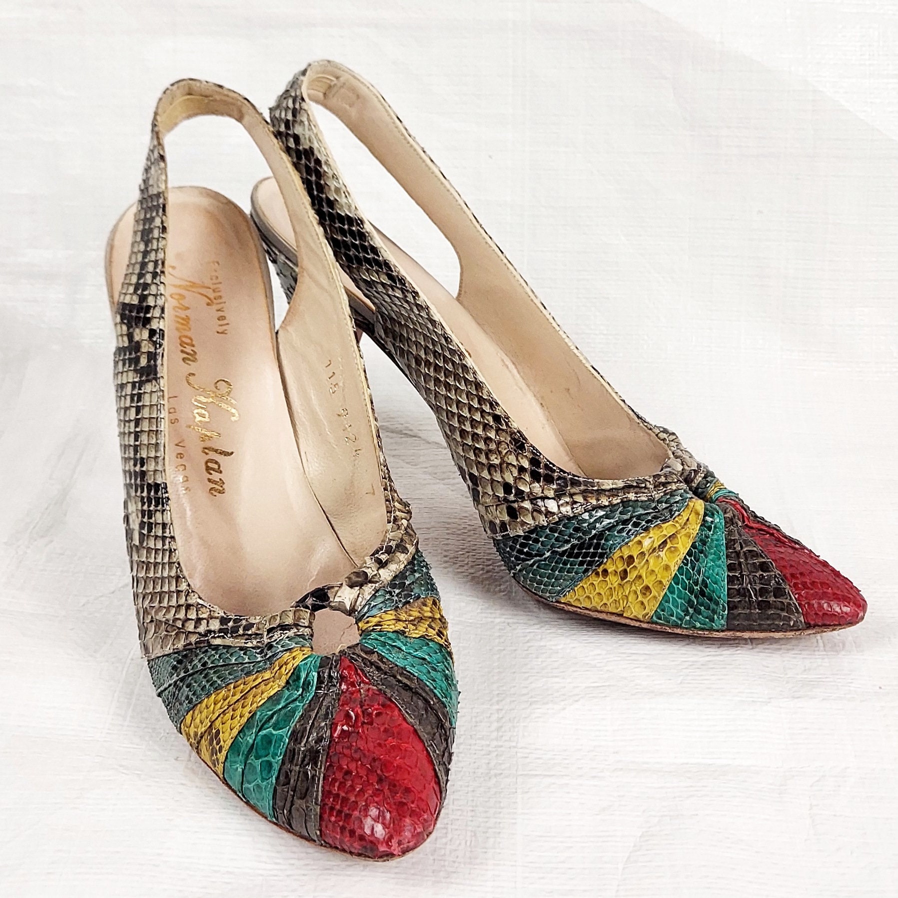 1980s Norman Kaplan Las Vegas Heels Size 7 M Slingback - Etsy UK