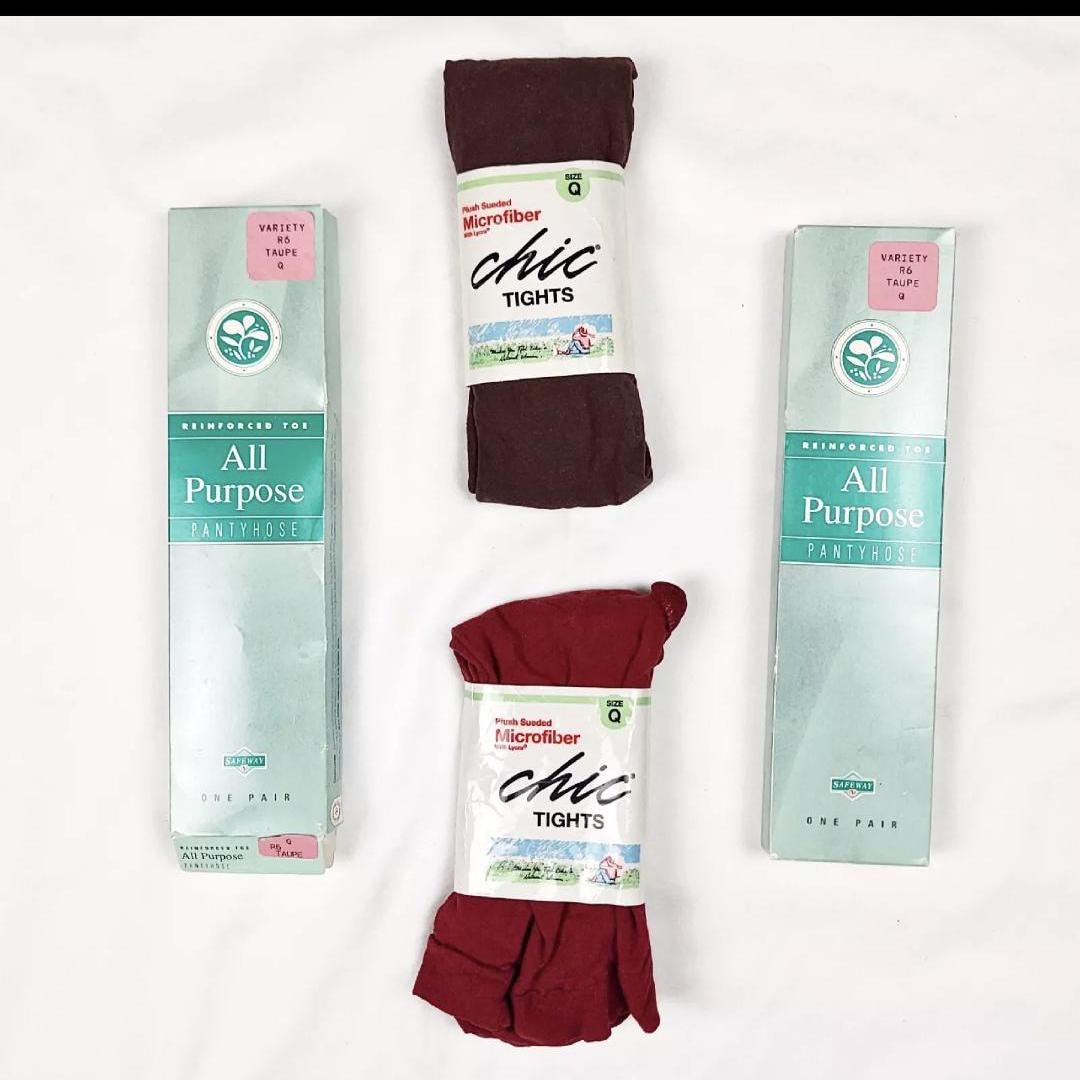 1990s Tights / Pantyhose Set, NIP NOS, Lot 4, Brown Red Taupe, Vintage ...