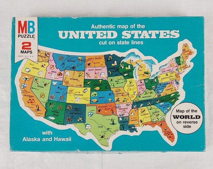 1970s Milton Bradley U.S. & World Map Puzzle, Vintage Children's Toys ...