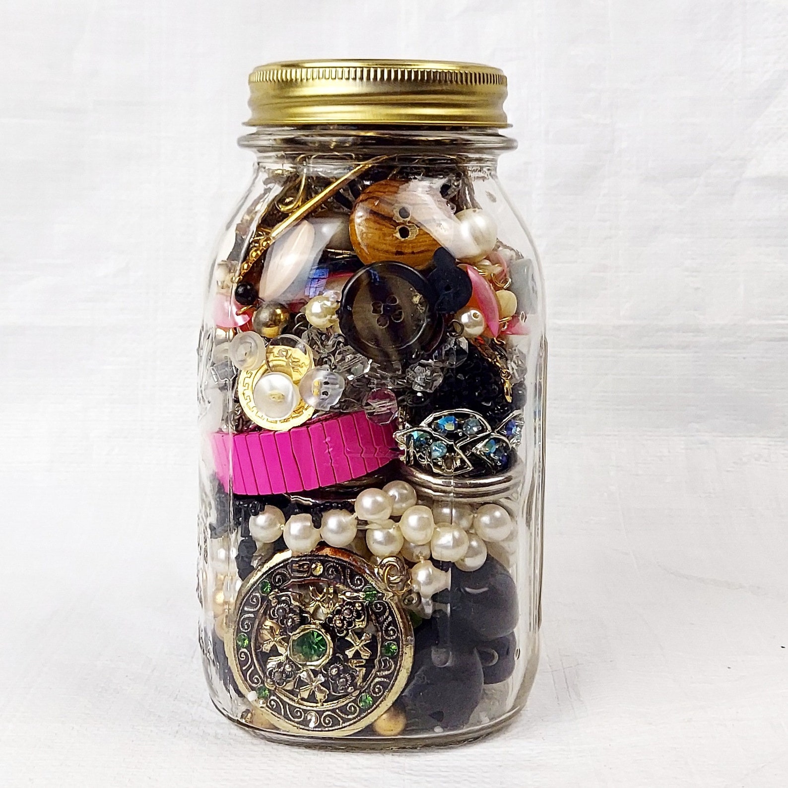 Vintage Jewelry Crow Confetti / Dragon Hoard, Jar W/lid Ring, Costume ...