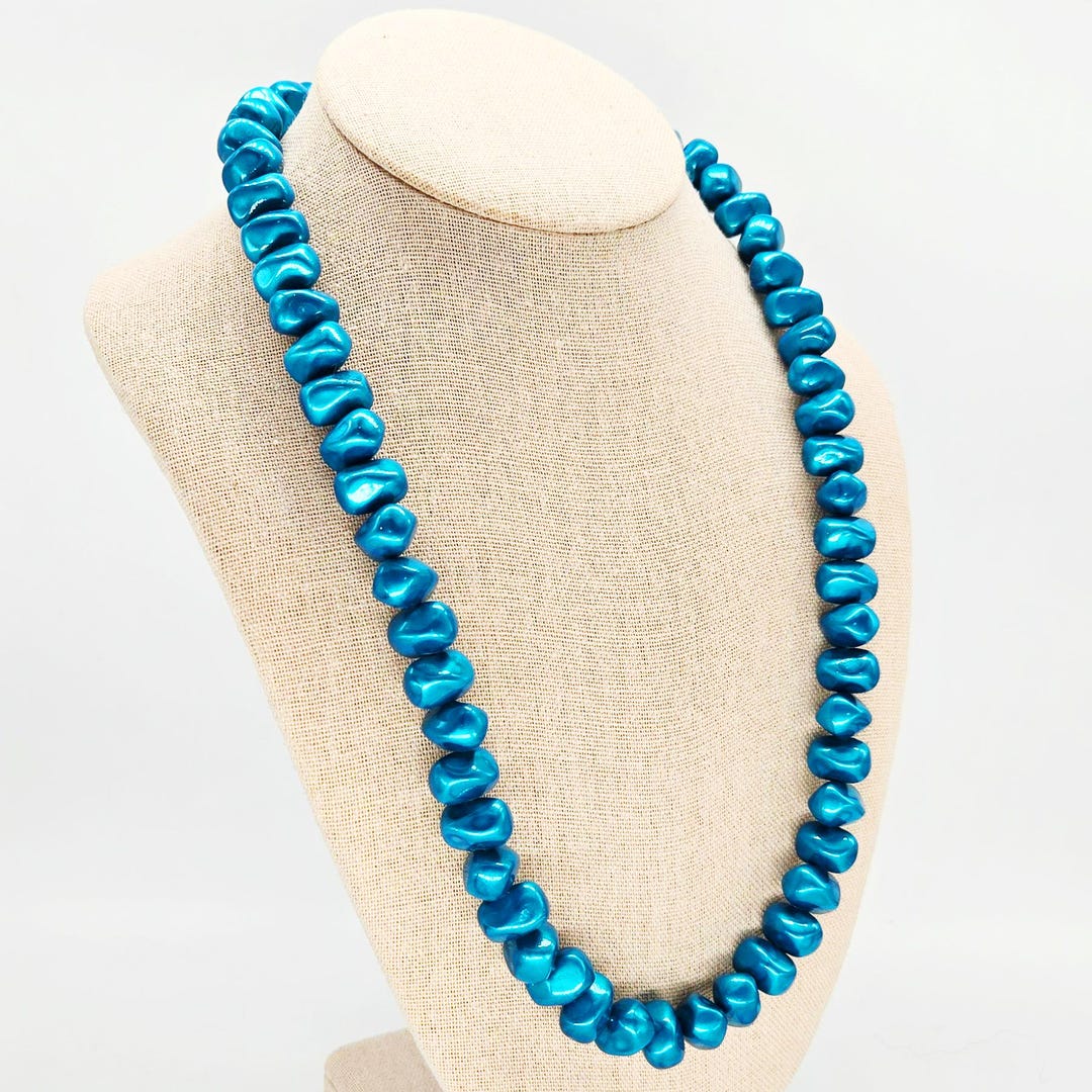1970s Rosecraft Bead Necklace NOS NWT, Faux Turquoise, Vintage Women's ...