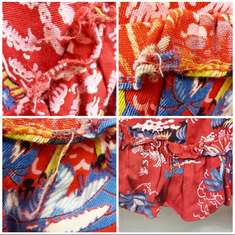 1940s Hawaiian Holoku Dress W/ Train, Handmade Vintage Women's Petite ...