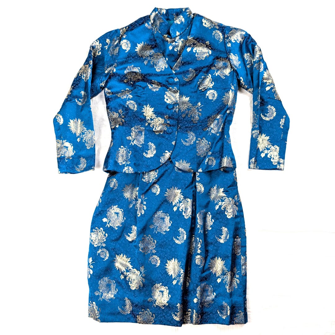 1960s Chinese Brocade Mandarin-style Cocktail Dress W/ Jacket & Belt ...