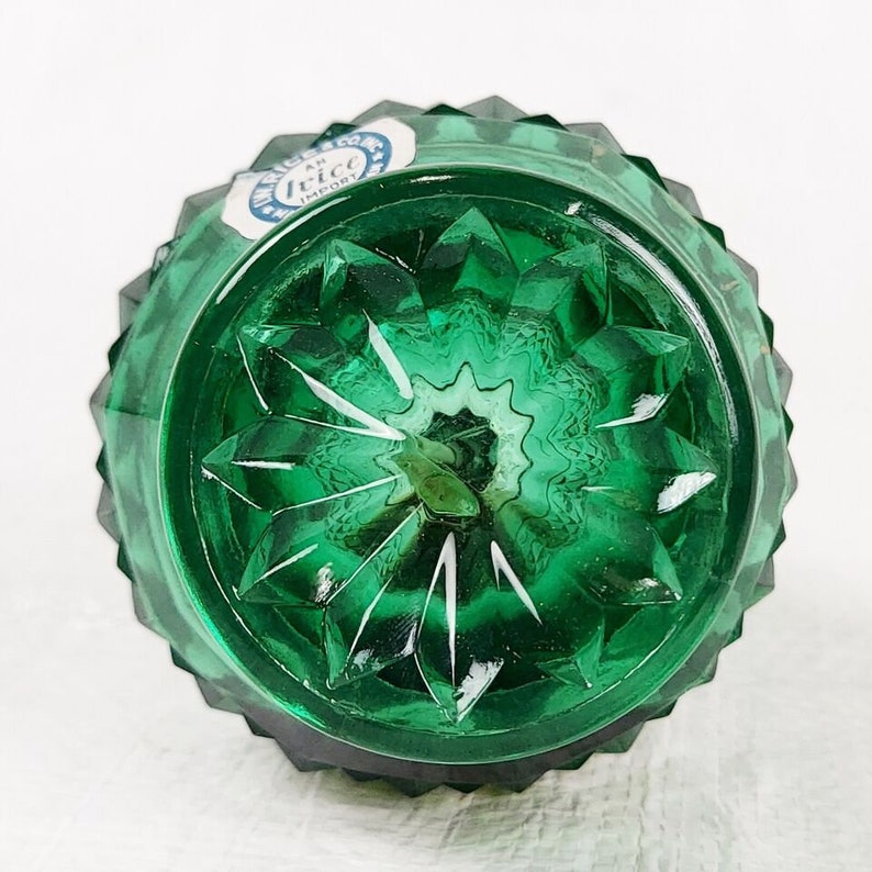 1950s I.W. Rice Co Perfume Bottle, Green Cut Glass, Hallmark, Vintage ...