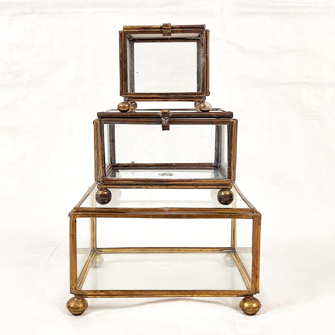 1960s Cuboid Terrarium Display Cases Lot 3 Glass Brass - Etsy