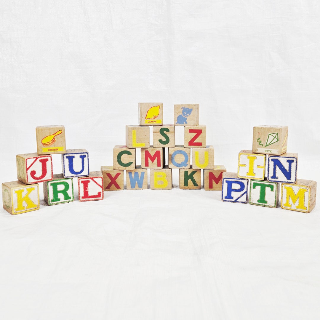 1960s / 1970s Wooden Alphabet & Images Blocks Collection, Lot 26, Flat ...
