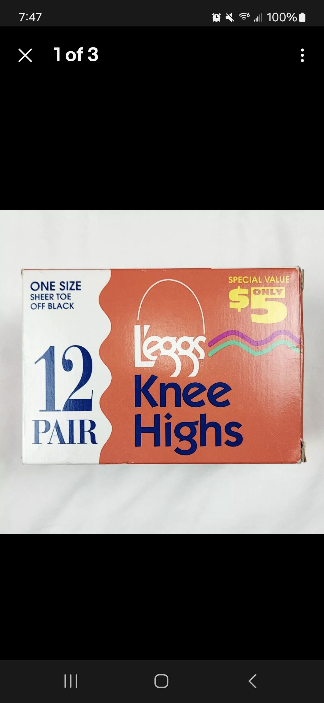 1990s Leggs' Knee Highs, One Size Sheer Toe off Black, Vintage 90s ...