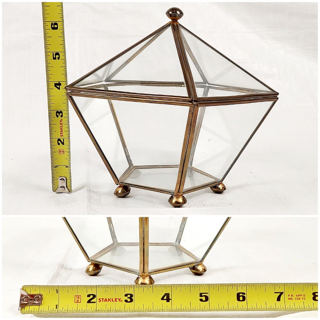 1960s Pentagonal Terrarium Display Case Glass Brass 7 Inch - Etsy