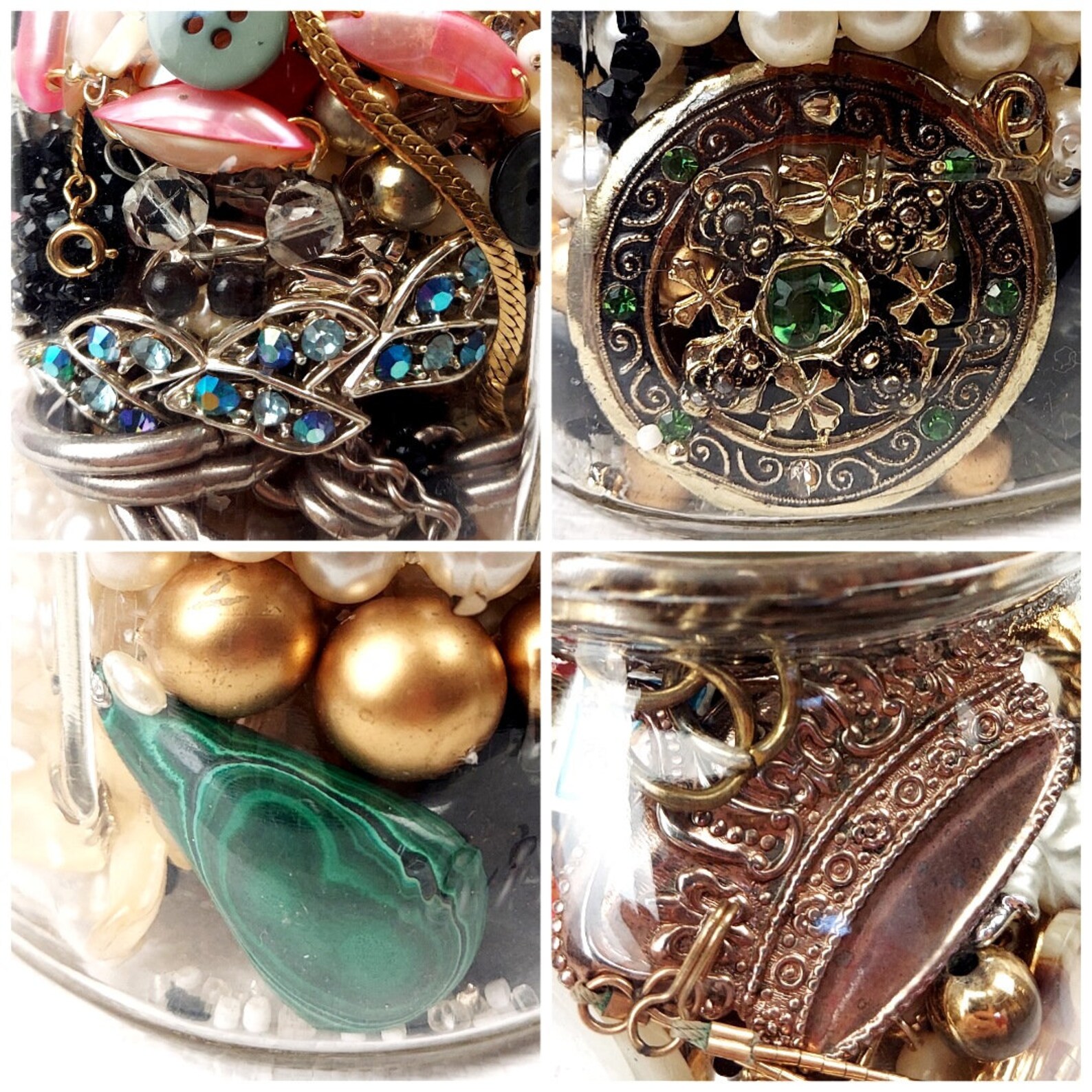 Vintage Jewelry Crow Confetti / Dragon Hoard, Jar W/lid Ring, Costume ...