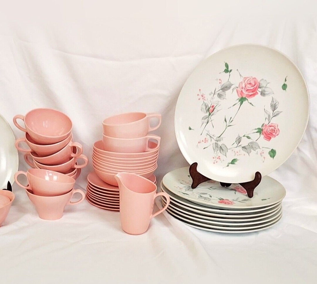 1950s Texas Ware Dining Set, Plates Cups, Floral Vintage 50s Midcentury ...