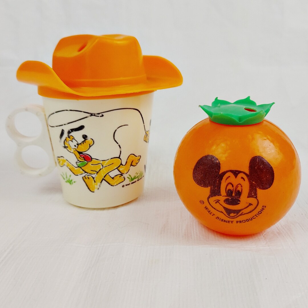 1970s Disney World Mickey / Minnie Mouse Cowboy / Orange Souvenir Cup ...