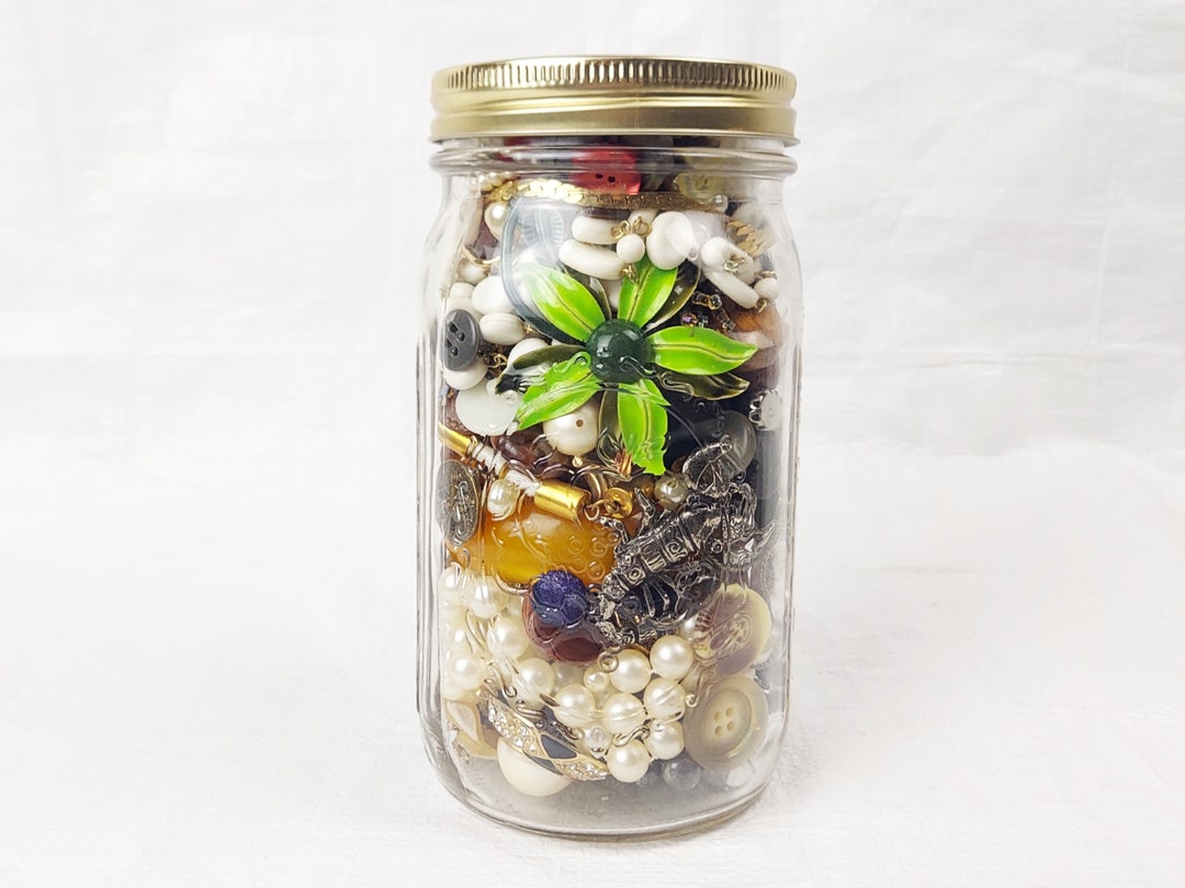 Vintage Jewelry Crow Confetti / Dragon Hoard, Jar W/lid Ring, Costume ...