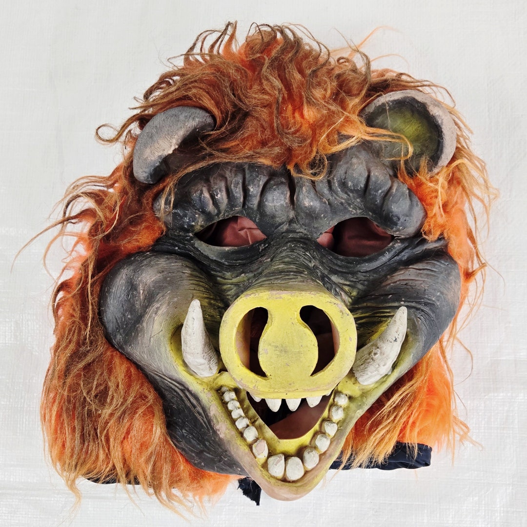 1970s Boar Halloween Mask by Fun World, Tusks Orange Hair, Vintage 70s ...
