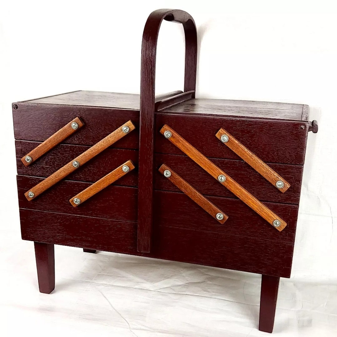 1960s Singer Accordion Sewing Chest, Restored, Wood Vintage 60s Sewing ...