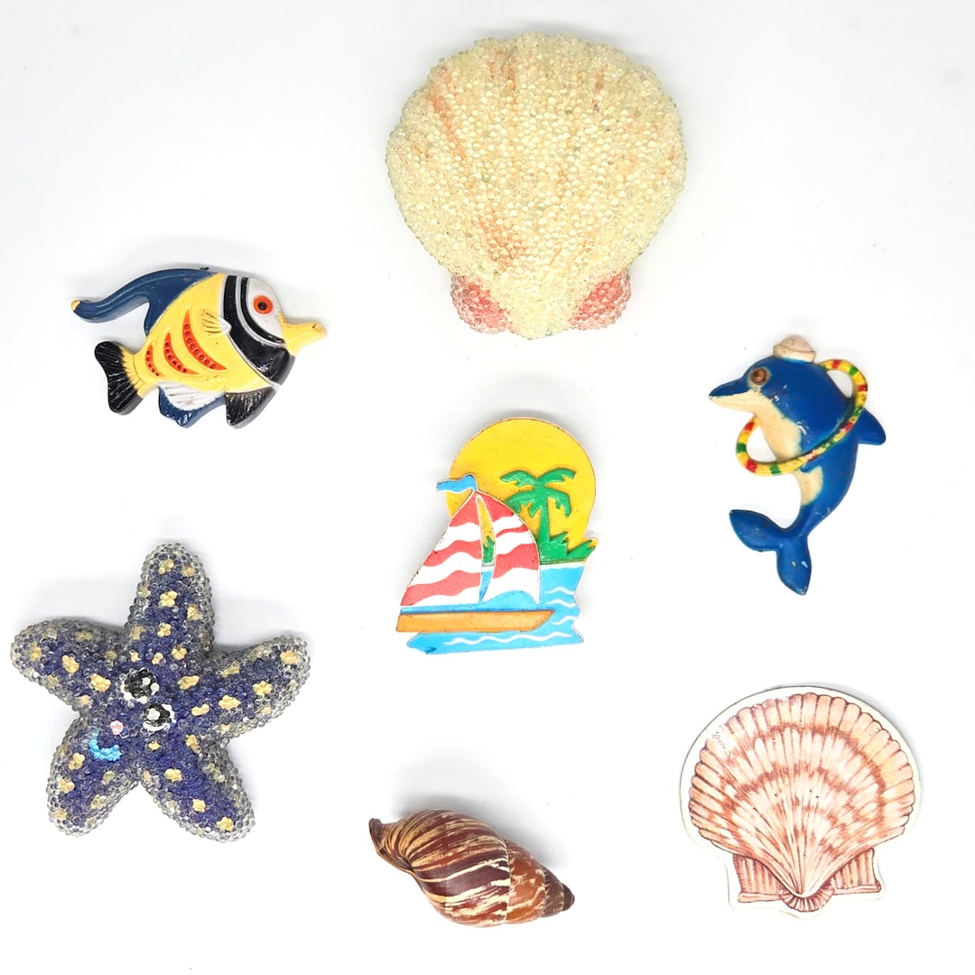Vintage Beach / Ocean Themed Magnet Collection, Lot 7, 1970s 70s 1980s ...
