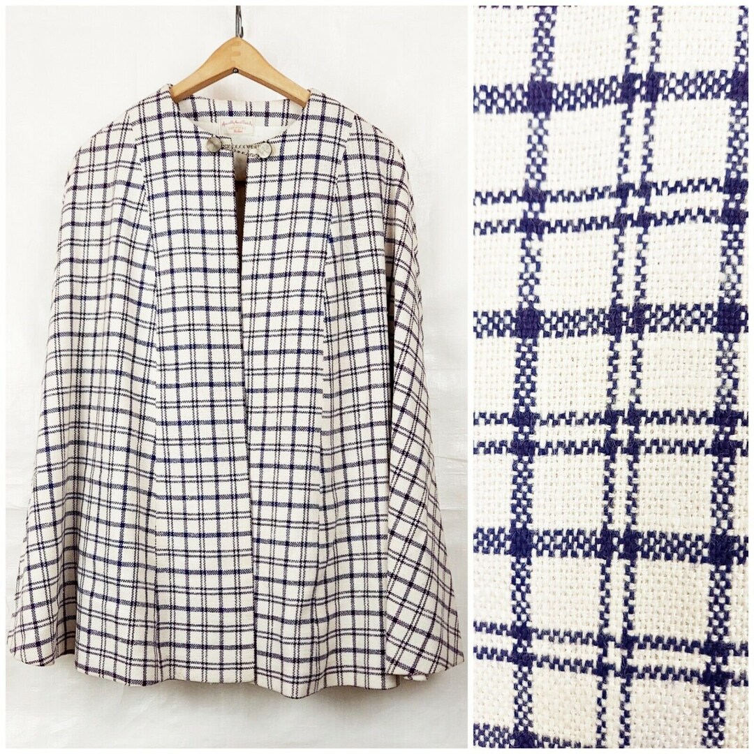 1960s Handmade Cape, Blue White, Specially Mother Label, Vintage Women ...