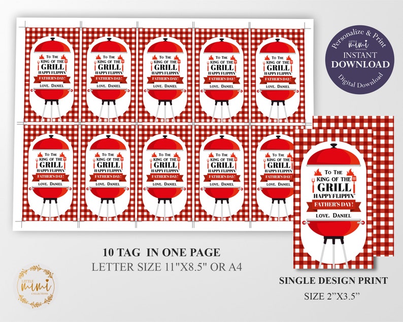 Editable the King of the Grill Tags Printable Editable Happy - Etsy