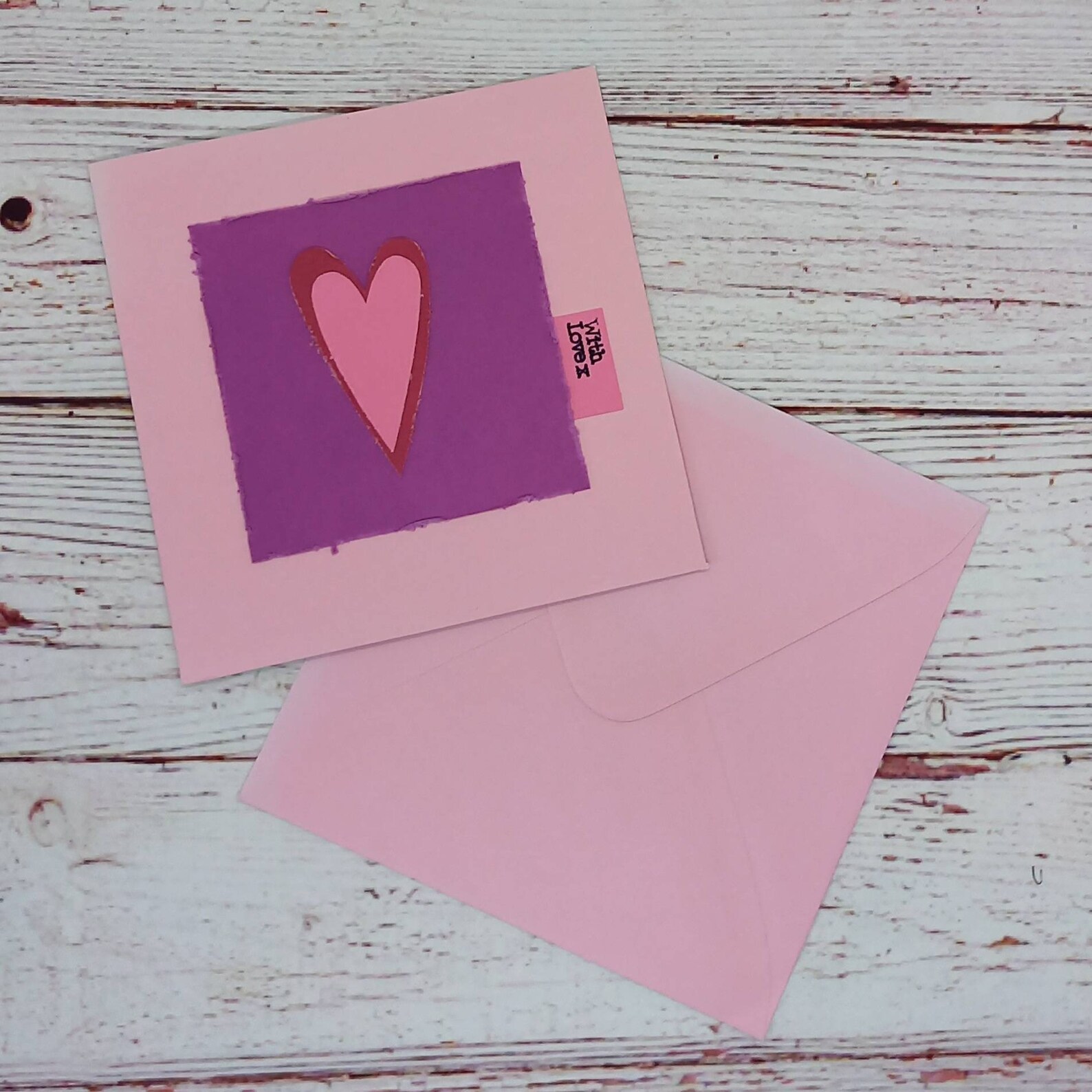 Simple Love Card Plain Handmade Heart Card | Etsy