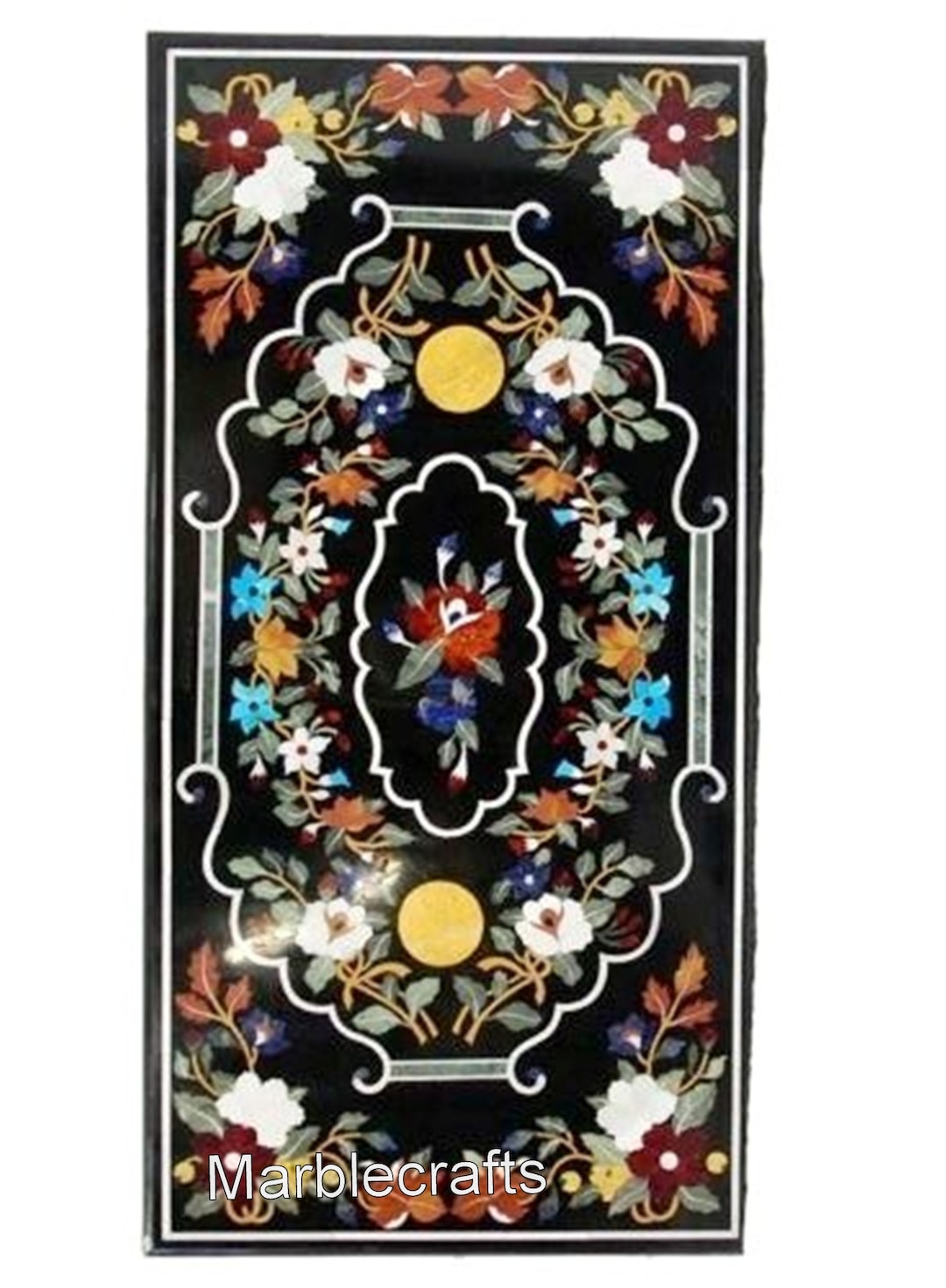 Black Marble Rectangle Shape Dining Table Top With Elegant Look Unique ...