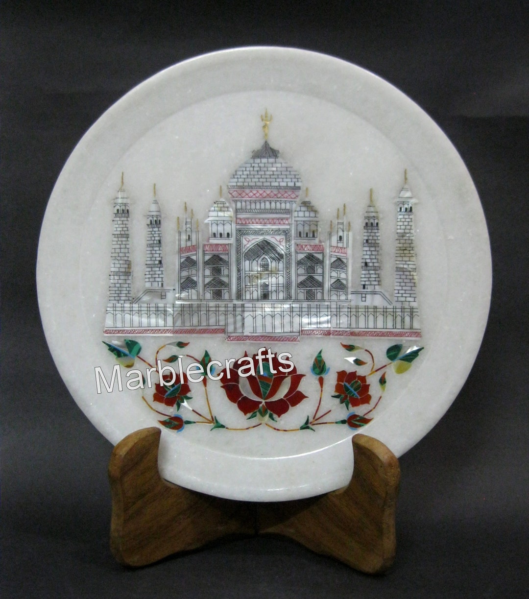 Marble Decorative Plate / Taj Mahal Art Plate / Marble Inlay Decoartive ...