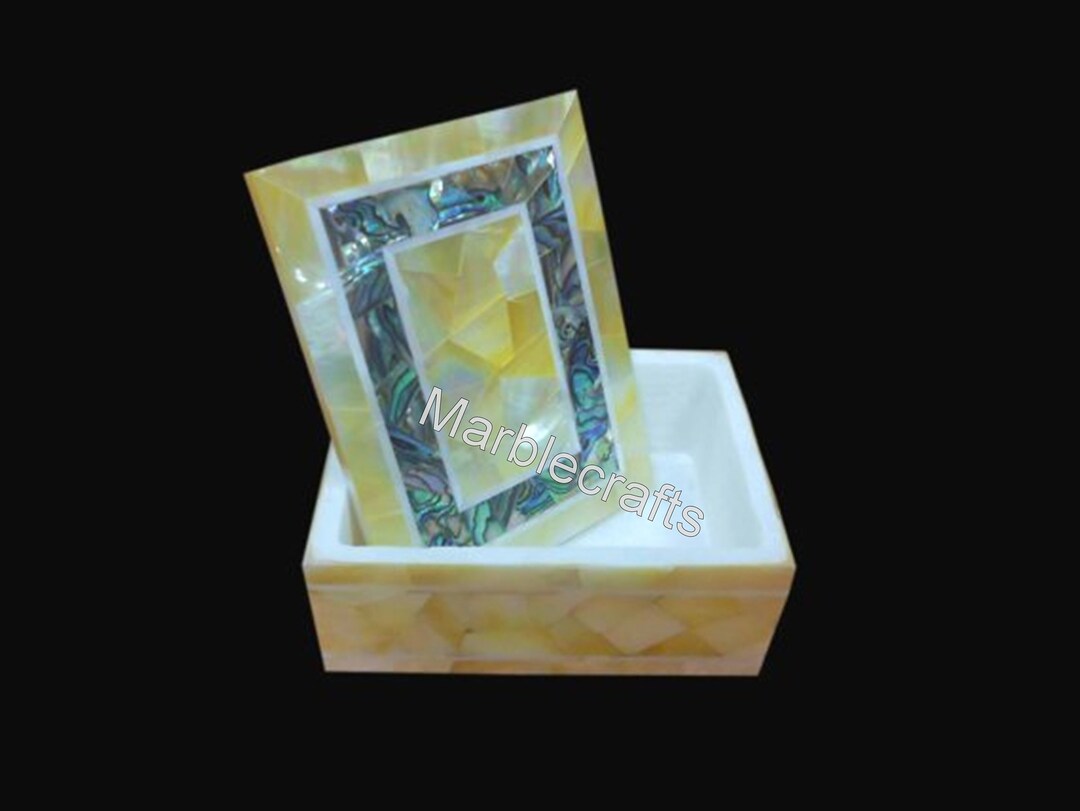 Mother of Pearl Overlay Jewelry Box | Luxury Marble Trinket & Cosmetic ...