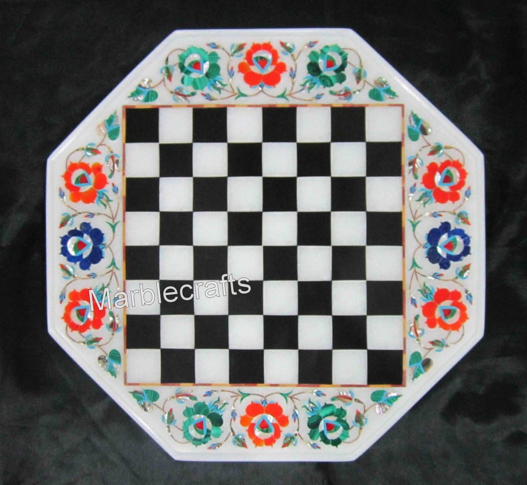 Marble Coffee Table Top | Adorable Look Chess Table Top | White Game ...